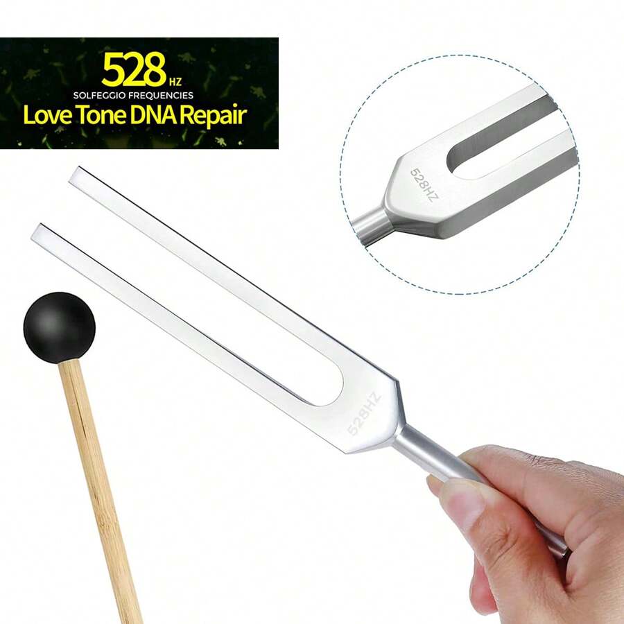 1set Silver Color 528 Hz Chakra Tuning Fork Healing DNA Repair Brain Body Sound Forks Solfeggio ...