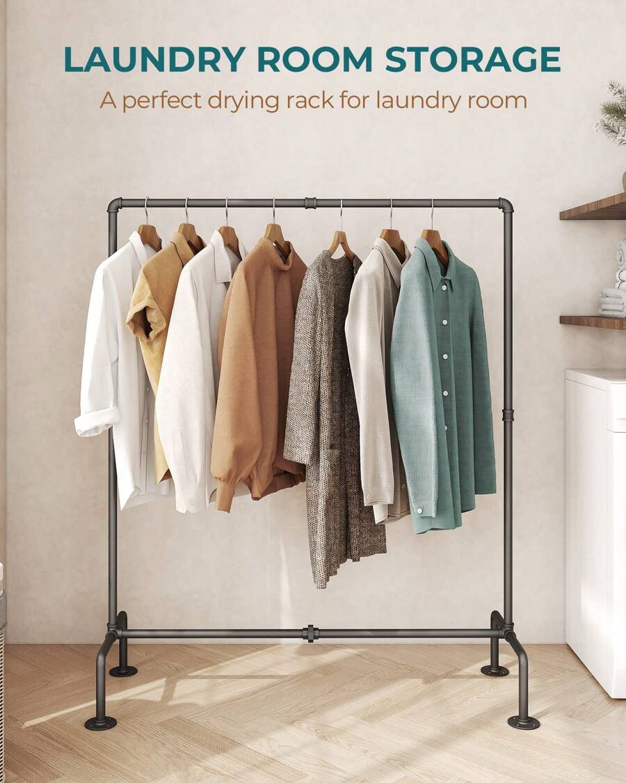 Industrial Pipe Clothing Rack Free Standing, Heavy Duty Detachable ...