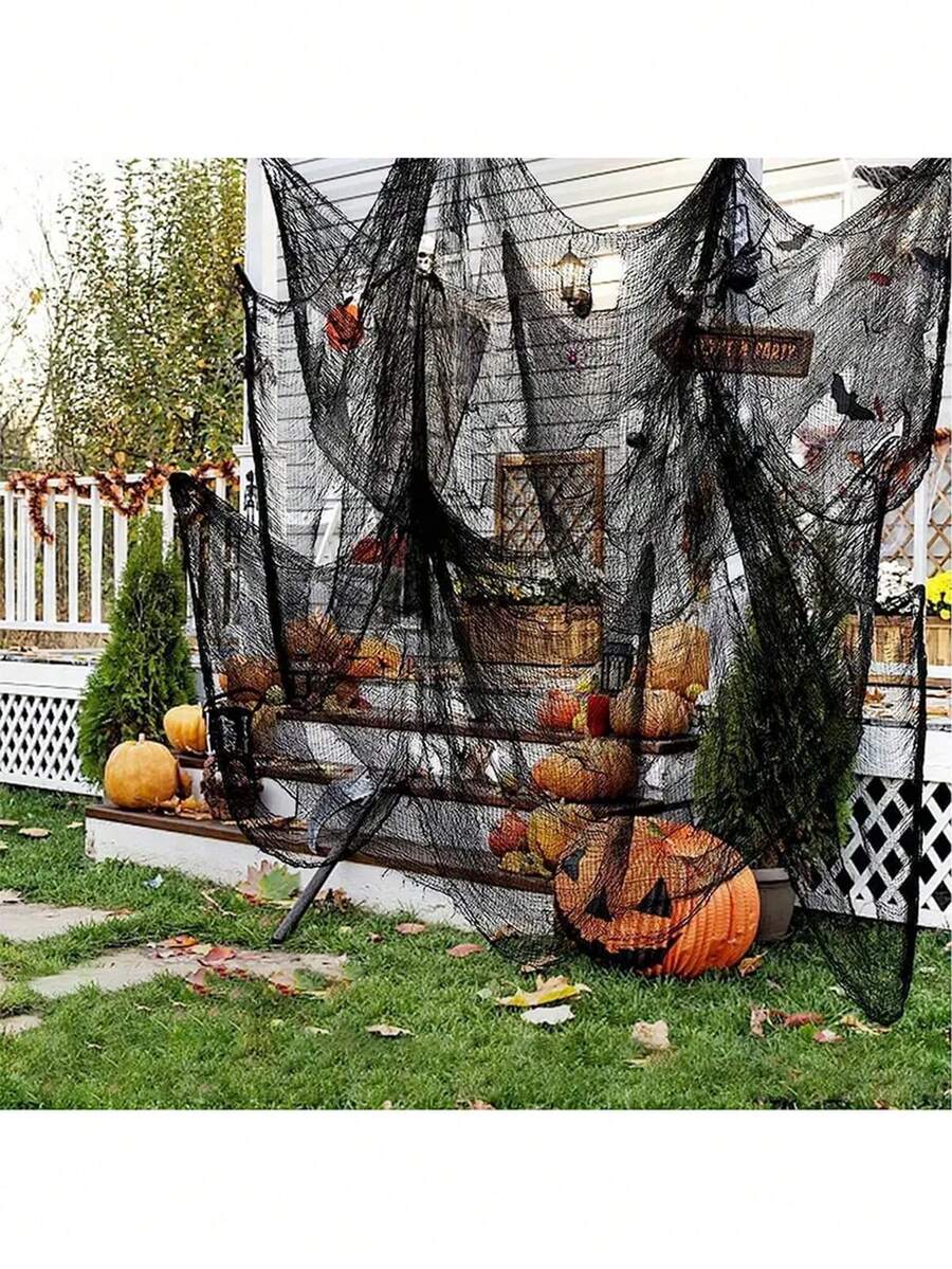 1pc Halloween Black Spider Web, Used As Halloween Party Decoration ...