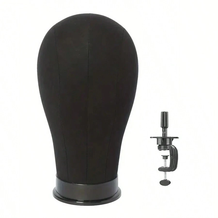 Canvas Wig Head Stand With Mannequin Head 22 Inch Canvas Head For Wigs ...