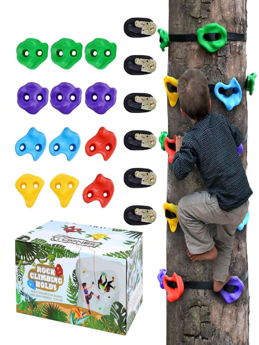 12PCS Rock Climbing Holds For Kids, Large Climbing Holds For Play Set ...