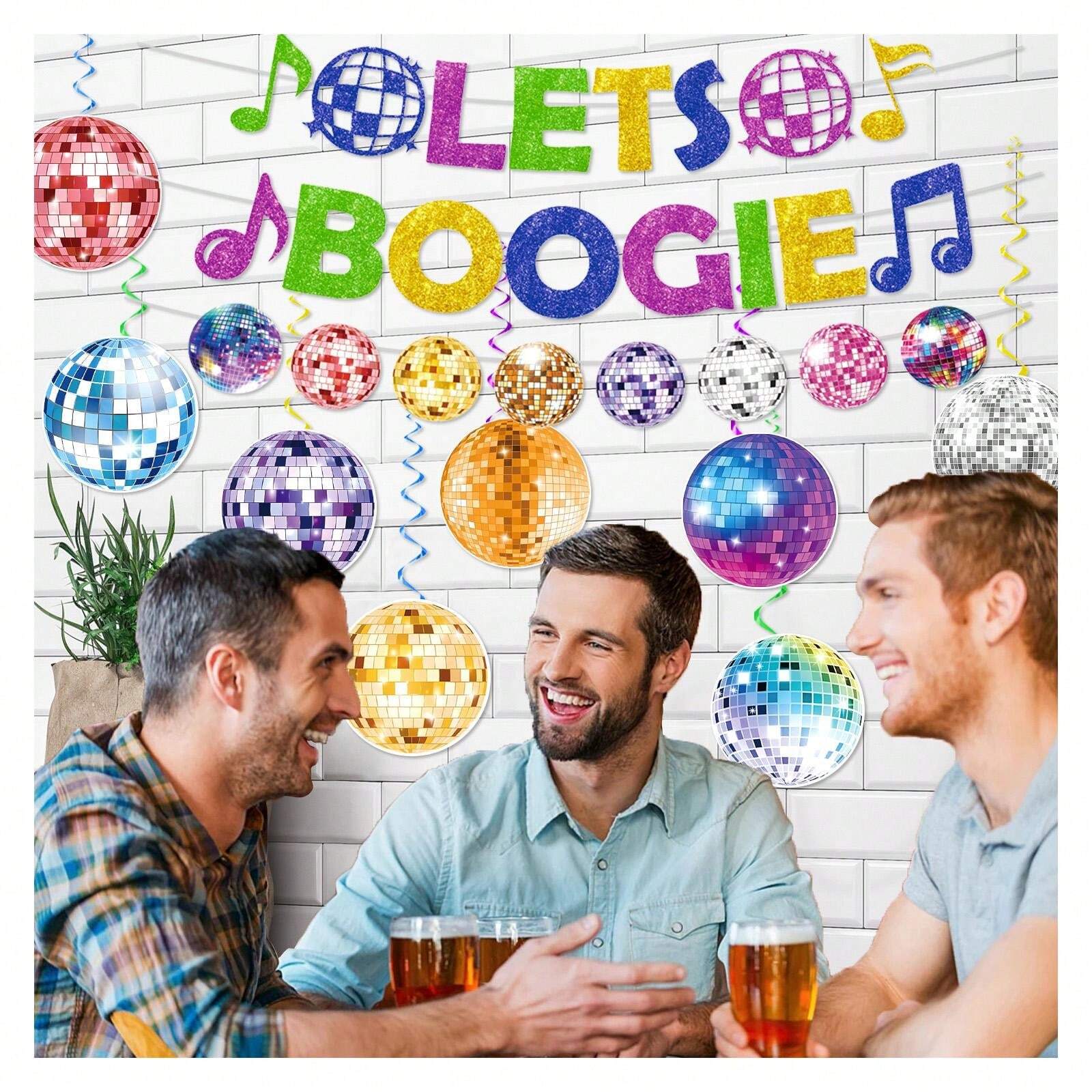 40 ชิ้น, กระดาษ 70's Party Decor แบนเนอร์และ Swirls แขวน, ดิสโก้ปาร์ตี้ ...