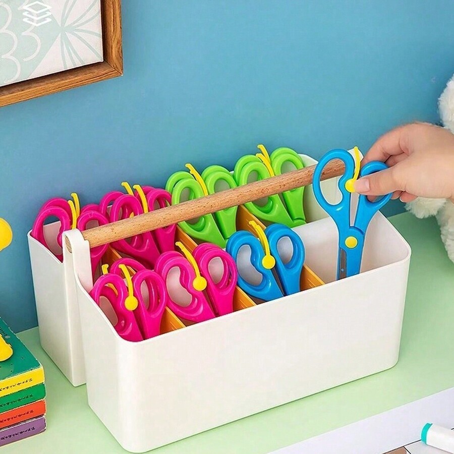 1pc Portable Desktop Storage Box With Compartments For Pens, Small ...