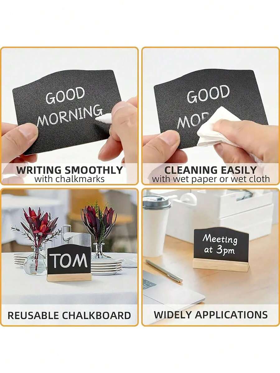 10pcs Reusable Mini Chalkboards For School, Office, And Home - Wooden ...