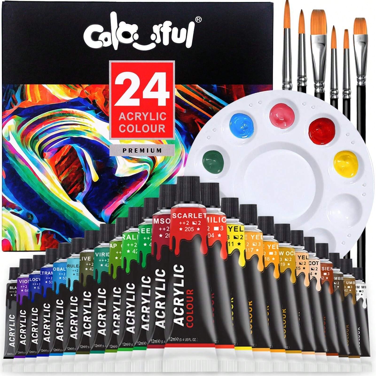 Colorful Acrylic Paint Set For Kids Crafts, 24 Colors Acrylic Art ...