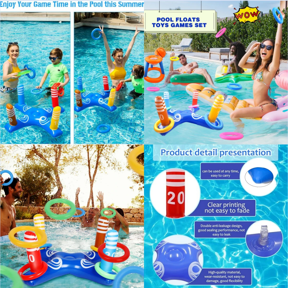 Fun Pool Floats Toys Games Set,Floating Basketball Beach Ball Hoop ...