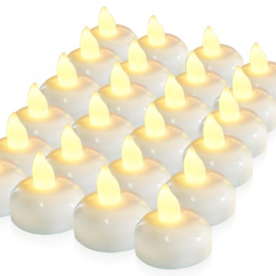 24 Pack Waterproof Flameless Floating Tealights, Warm White Battery ...
