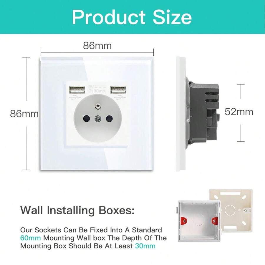 EU Standard French Outlet Type 86, Single Power Socket, 16A USB Type-C Mobile Phone Charger Wall ...