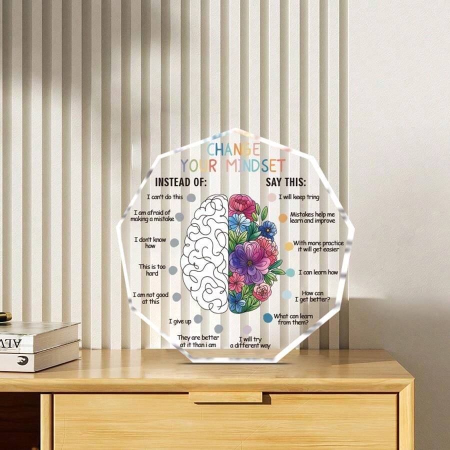 1pc Acrylic Healthy Growth Mindset Decor, School Advisory Board, Office ...