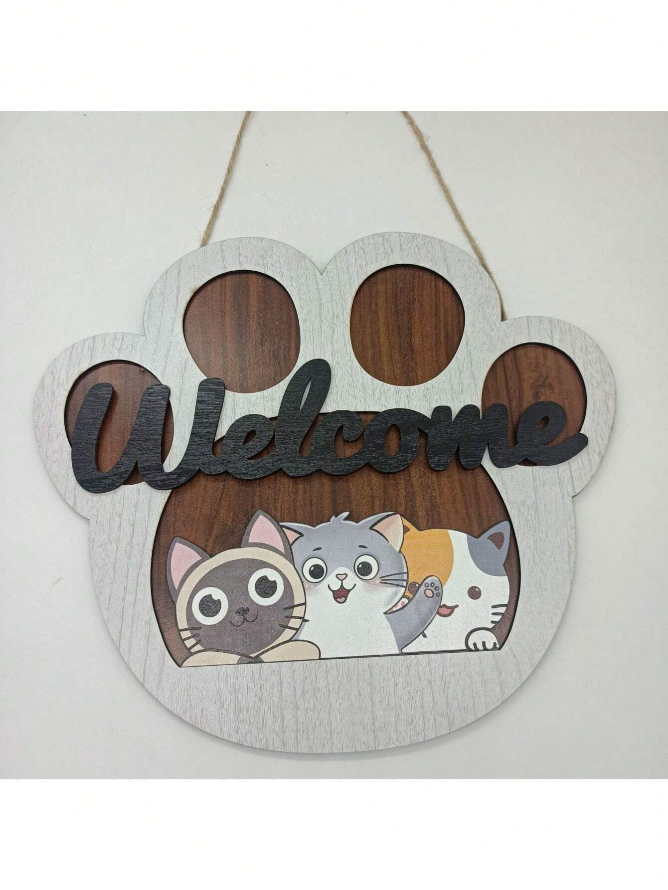 Vintage Creative Wooden Pet Plaque Cat Themed Decoration Welcome ...