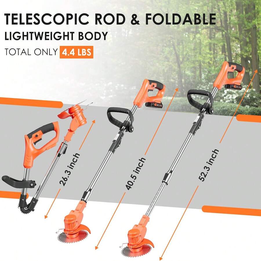 Electric Weeder Eater, Foldable Cordless Weeder Wacker Battery Powered ...