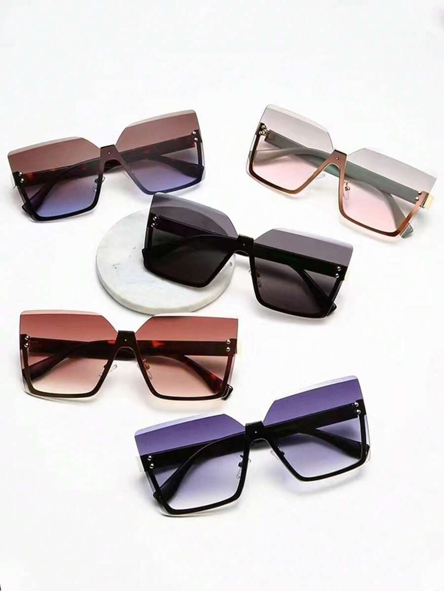 1pc Women's Retro Style Square Oversized Frame Fashion Glasses For ...