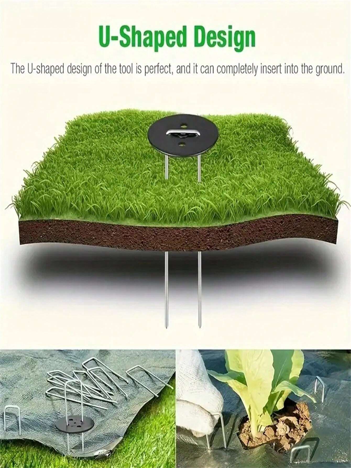 50/100/200pcs U-Shaped Garden Stakes For Fixing Lawn Sod, Landscape ...