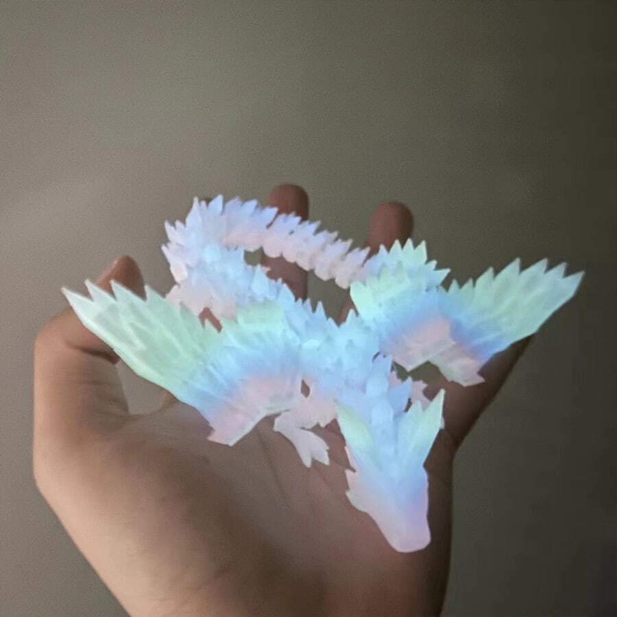 1pc Night Glow Dragon 3D Printed Articulated Doll Toy, UV Reactive ...