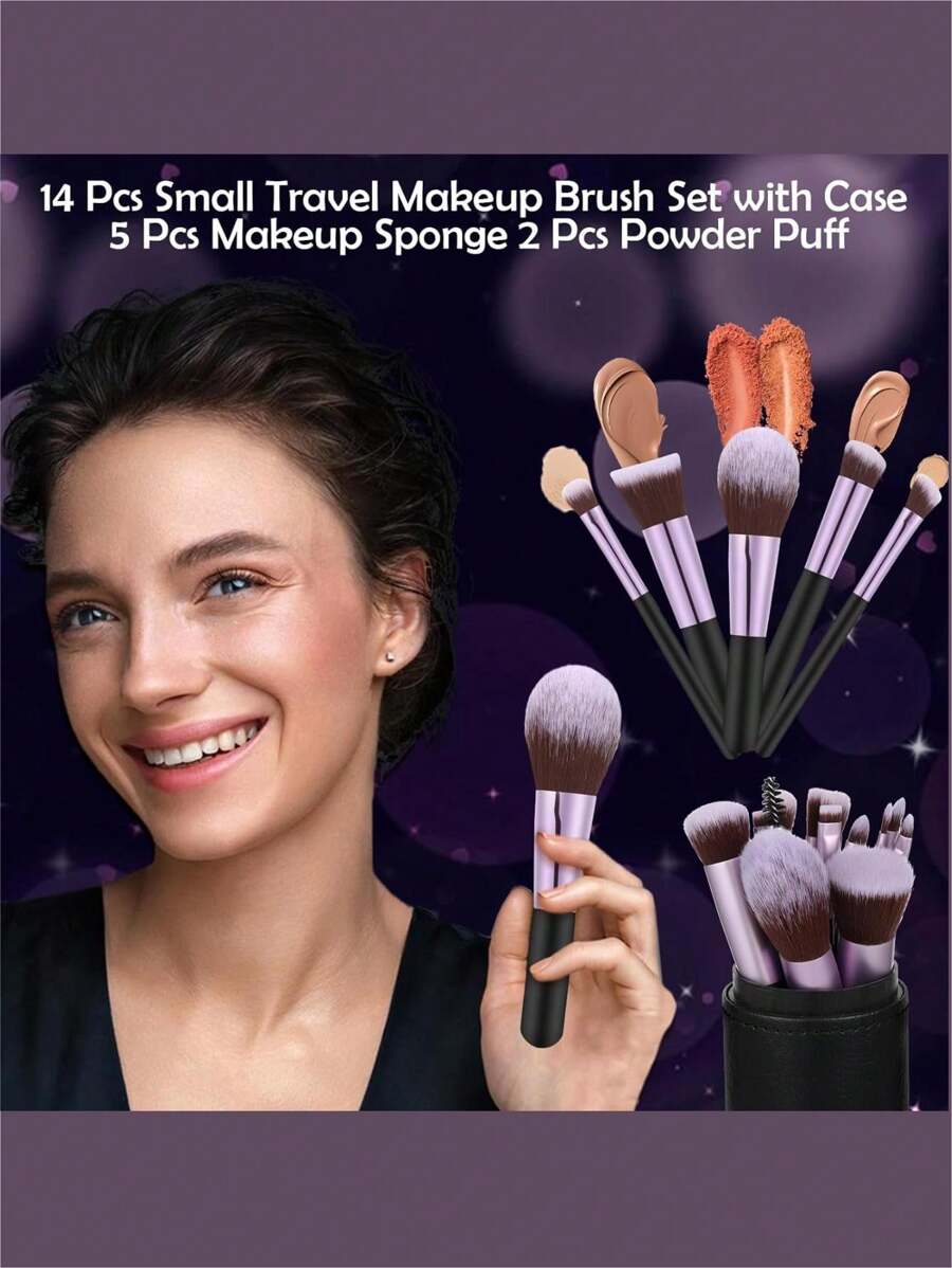 The 14 Piece Makeup Brush Travel Kit Includes A Powder Brush Blush Brush Concealer Brush Eye