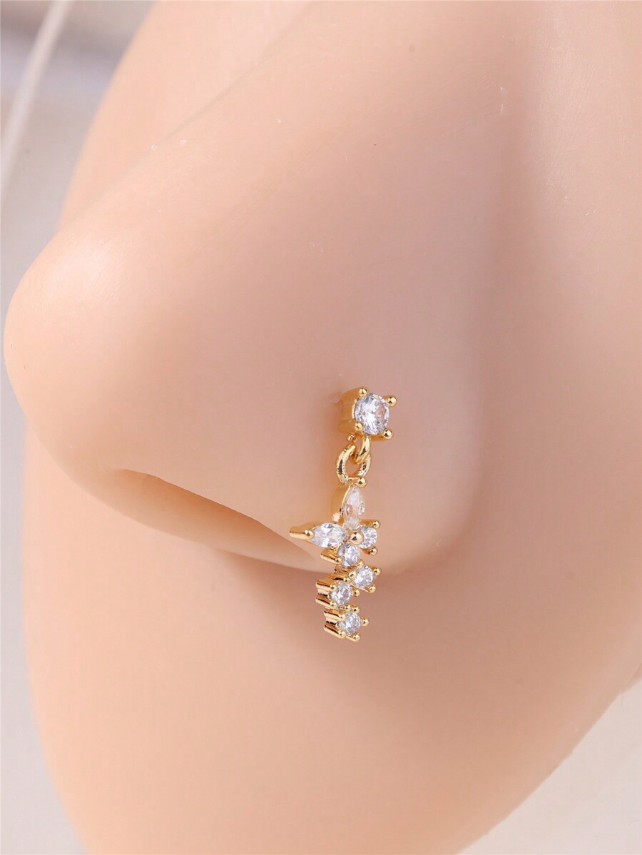 KARYOKO 1Pc Dangle Butterfly Nose Studs Ring For Women CZ Tiny Gems ...