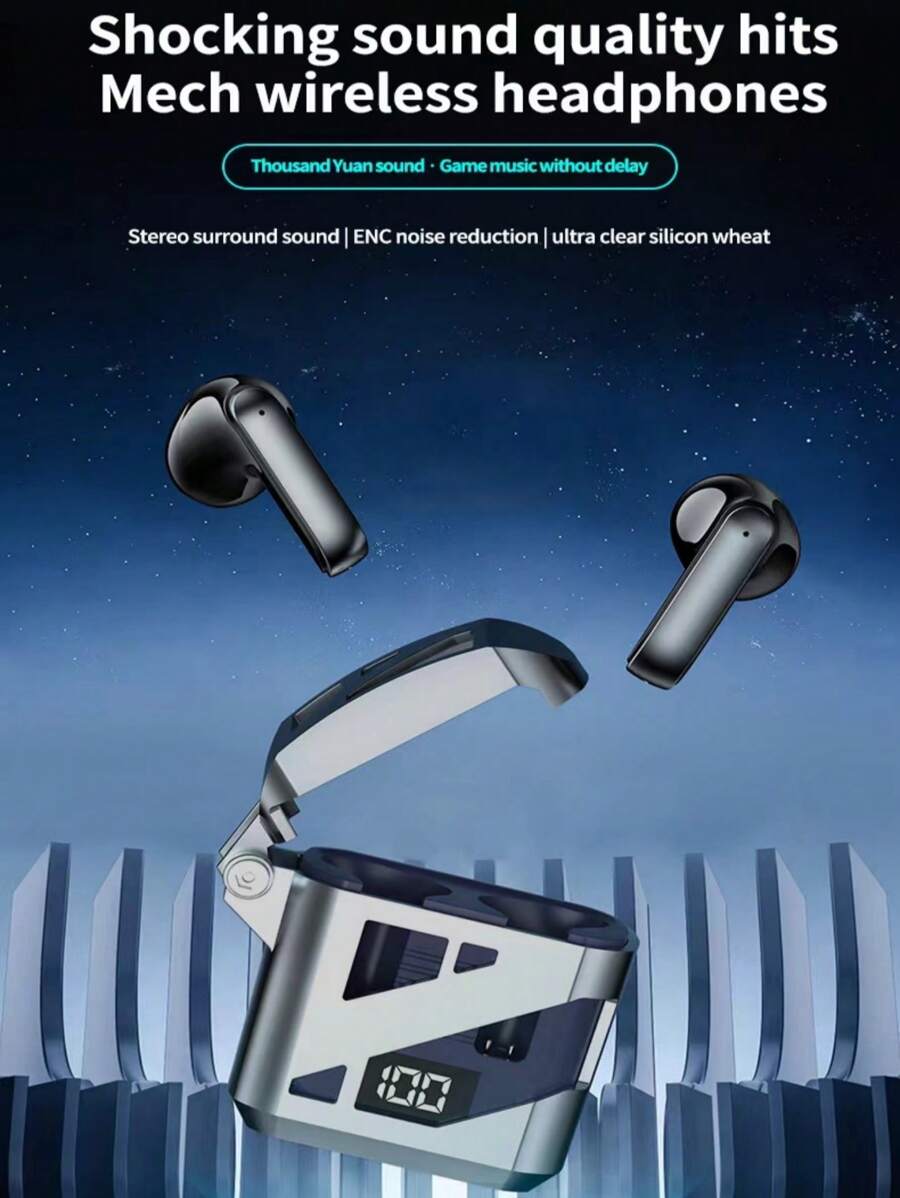 Écouteurs de sport sans fil style mecha, écouteurs bluetooth esport, écouteurs bluetooth semi ...