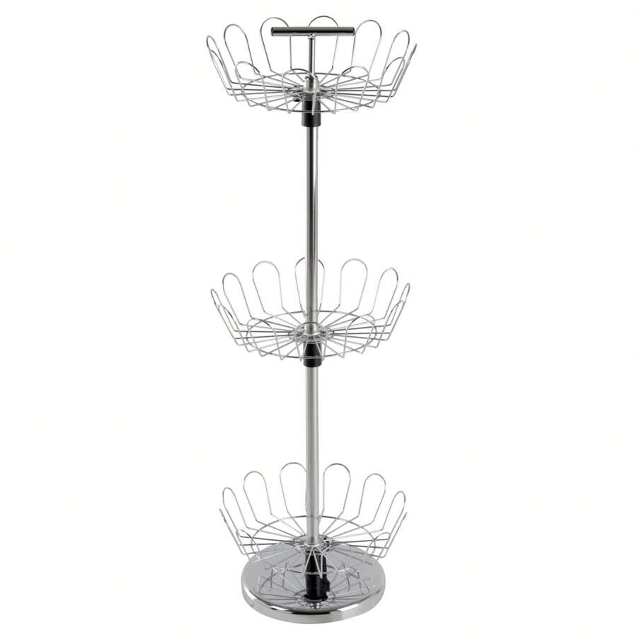 Lavish Home Three Tier Revolving Shoe Tree Organizer Rack Chrome Finish ...