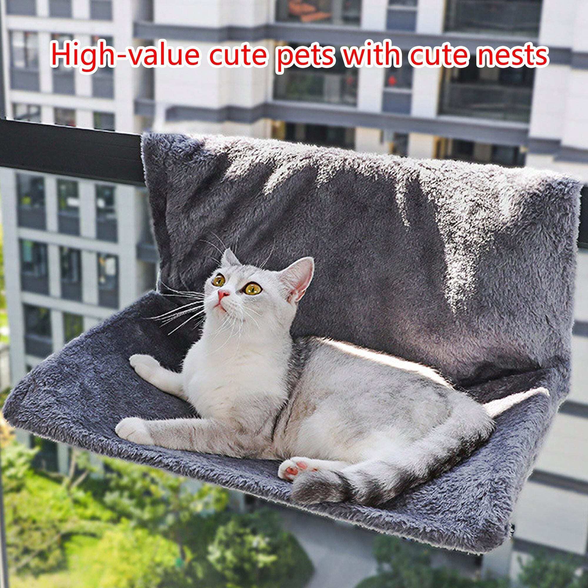 Plush L-Shaped Cat Hammock Cat Frame Bed Suspended Cat Litter Hanging ...