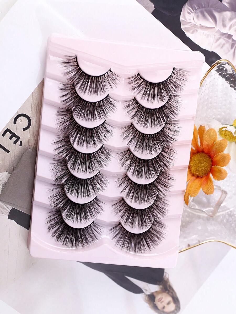 1box/7pairs Natural-Looking 13 Fork False Eyelashes With C Curve, Adds ...
