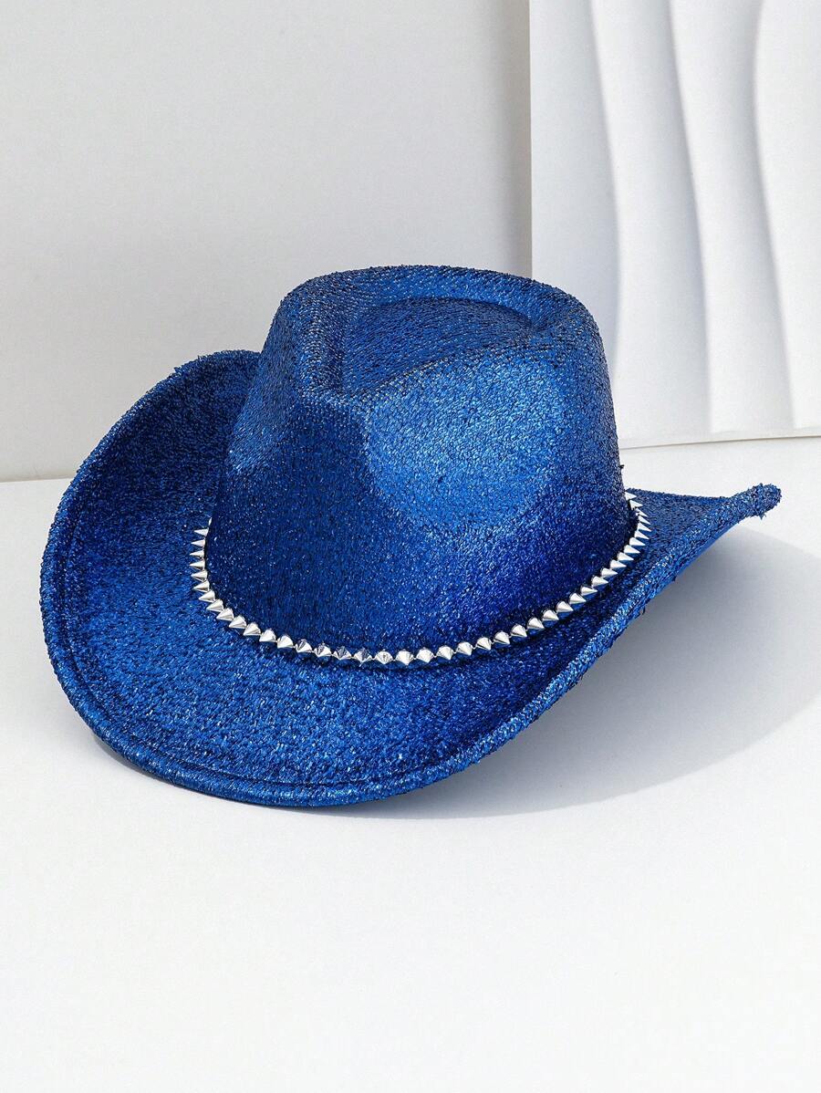 1pc Unique And Luxurious Unisex Cowgirl Hat, High Crown With Single-Row ...