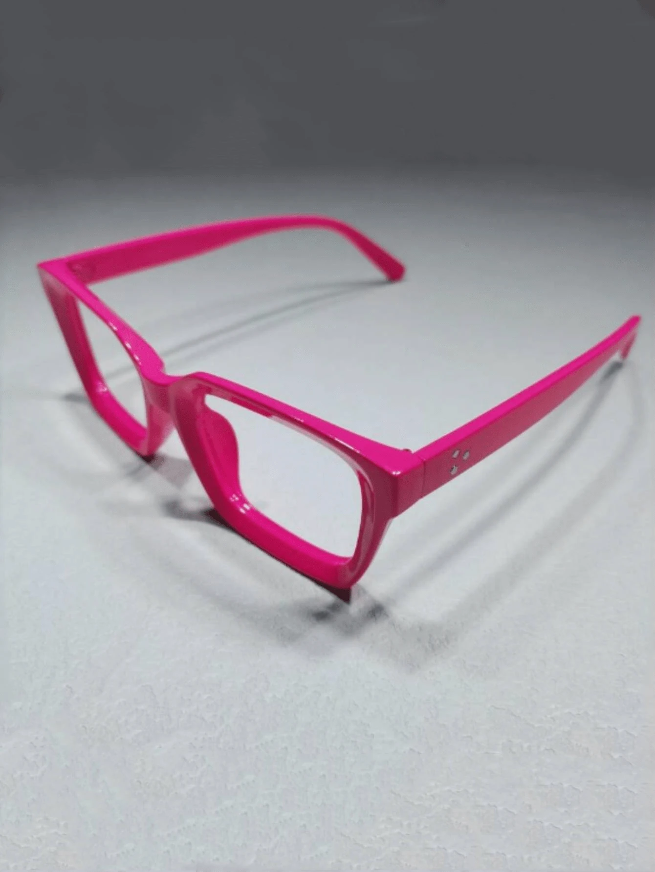 Concave Thick Rim Square Rivet Plain Eyeglass Frame, Fashionable Small ...