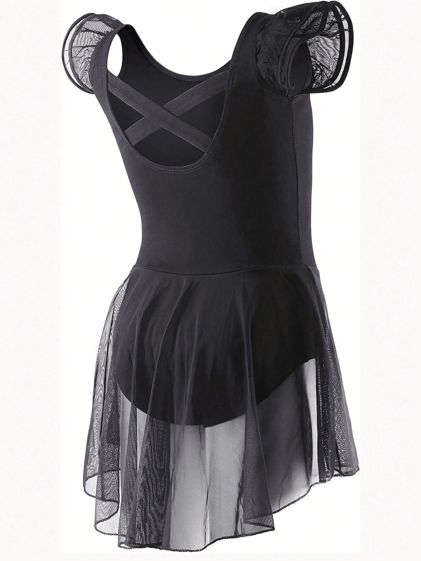 Girls Ballet Leotards Toddler Flutter Sleeve And Criss-Cross Back Dance ...