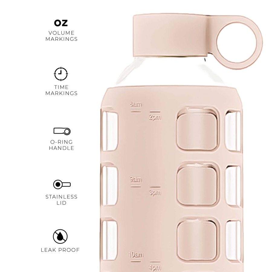 Purifyou Premium Glass Water Bottles, 40/32/ 22/12 Oz Reusable Drinking ...