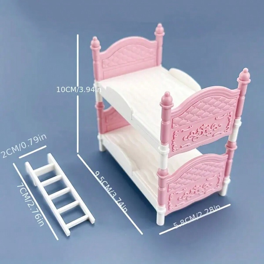 Doll Double Bunk Bed, Dollhouse Furniture Model - Perfect For Small ...
