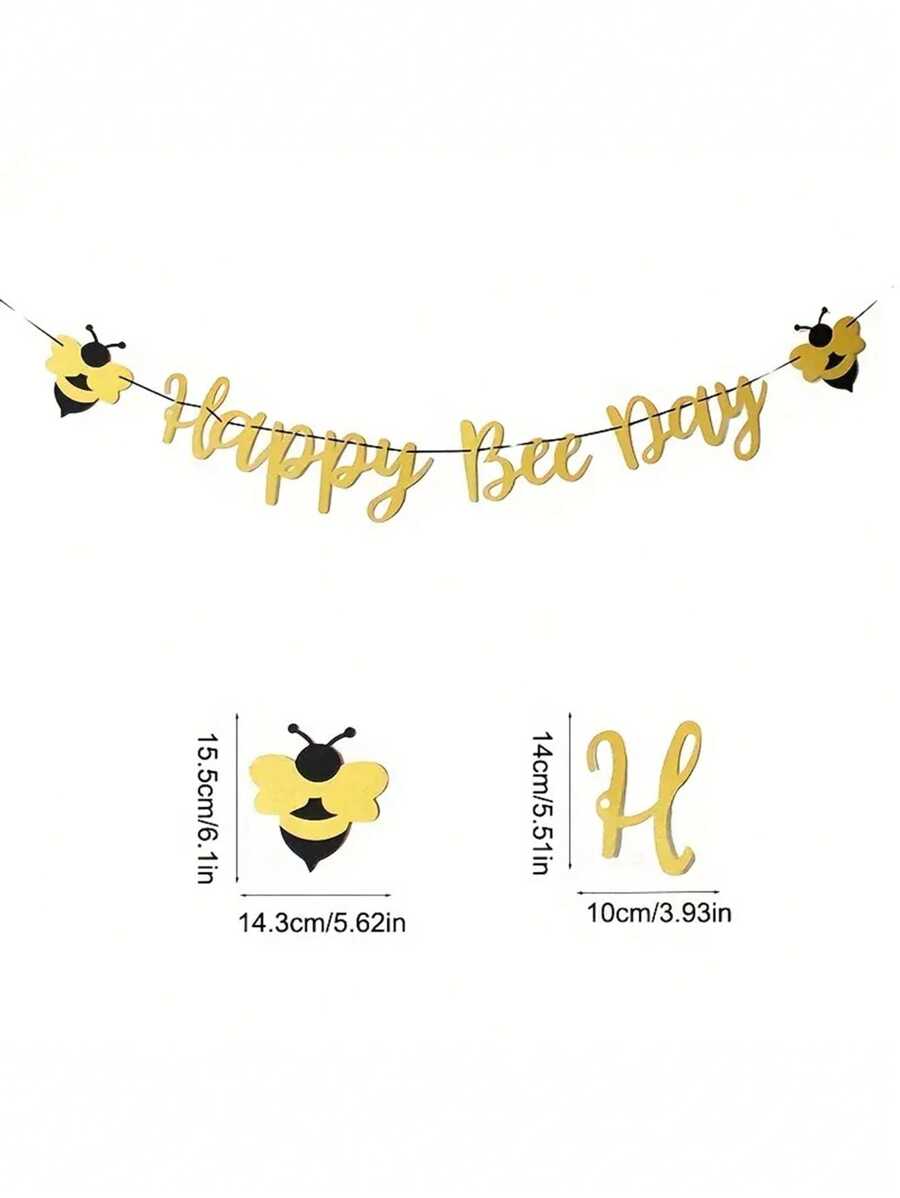 1pc Happy Bee Day Banner Garland, Bee Theme Party Backdrop Decoration ...
