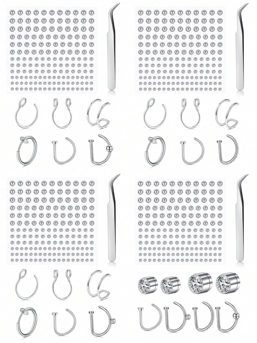 CIZME 8Pcs Fake Piercings Fake Nose Ring Fake Nose Piercings Fake ...