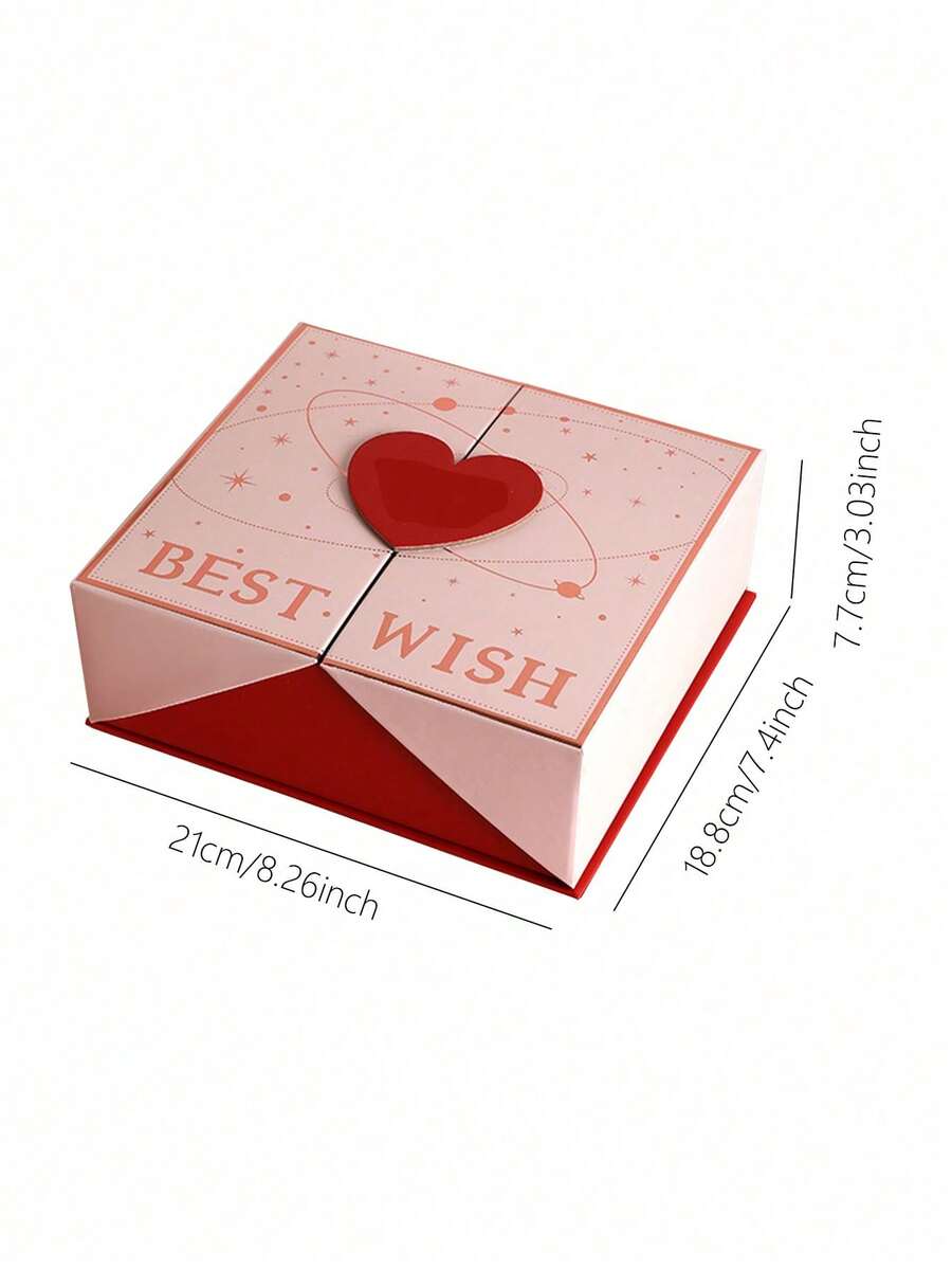 1pc High-Quality Gold Stamping Double-Opening Gift Box, Heart Shape ...