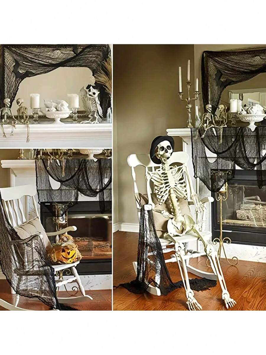 1pc Halloween Black Spider Web, Used As Halloween Party Decoration ...