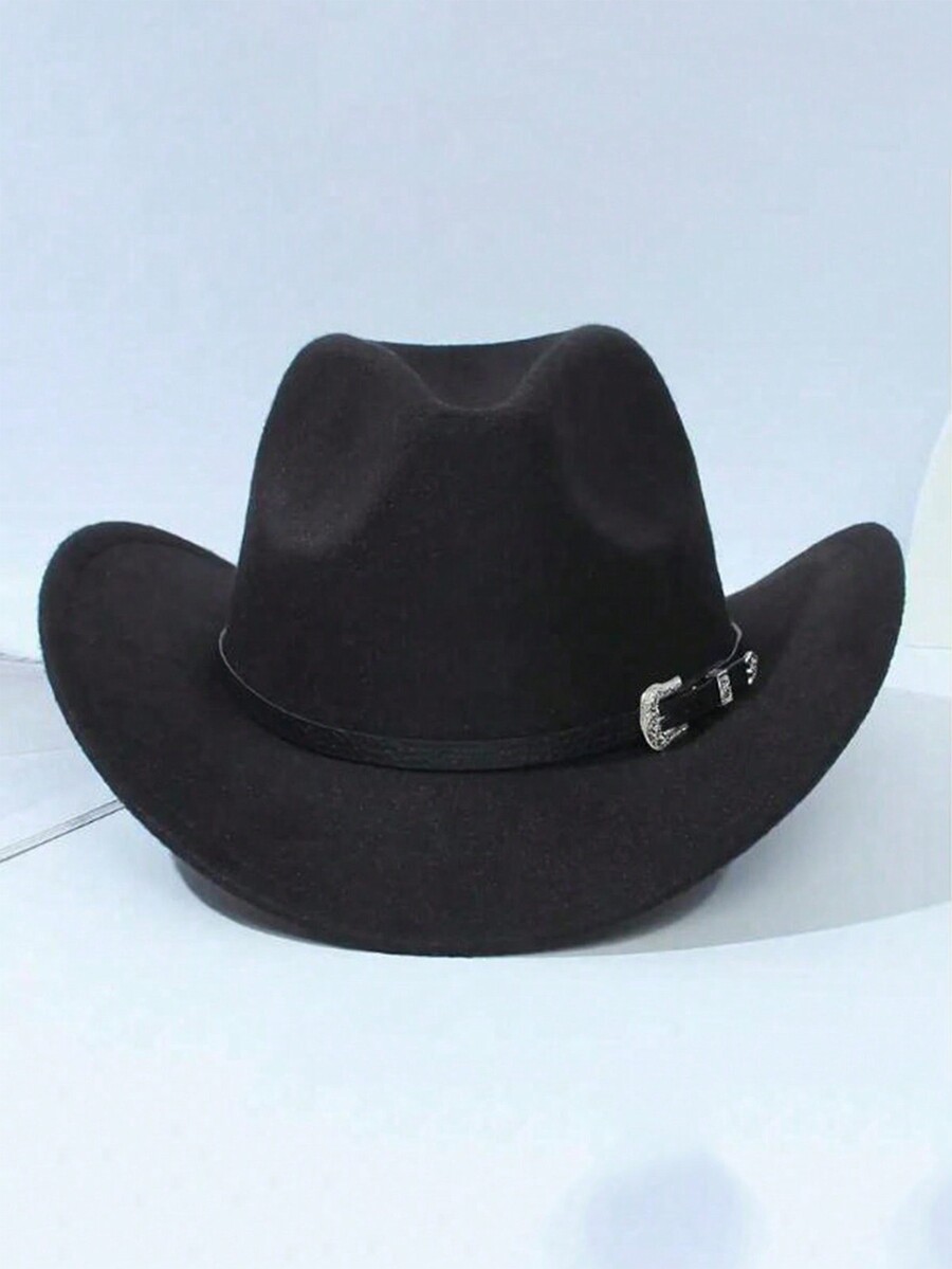 Women's Polyester Cowboy Hat, Black Cowboy Hat Fedora Soft Top Hat ...