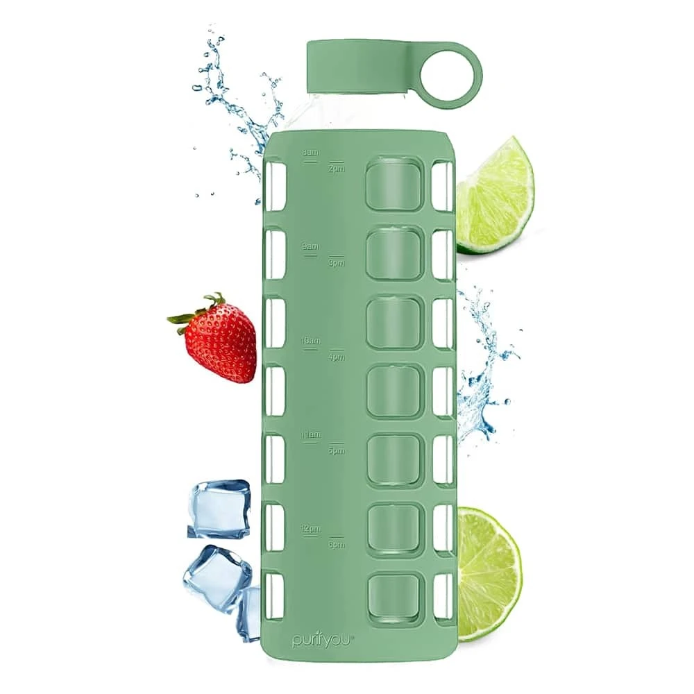 Purifyou Premium Glass Water Bottles, 40/32 / 22/12 Oz Reusable ...