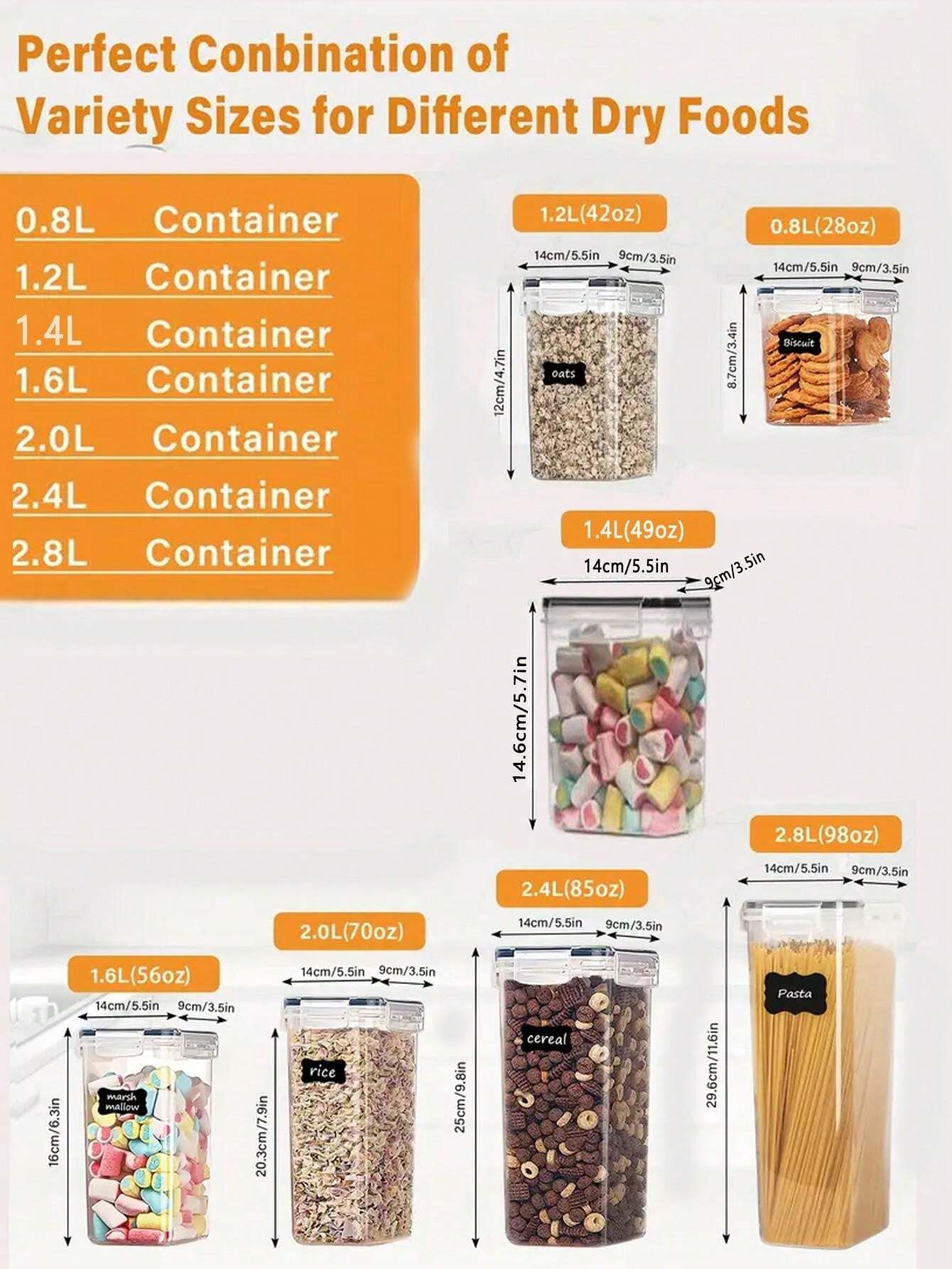 15pcs Premium Airtight Food Storage Containers Set ,Pantry Organization ...