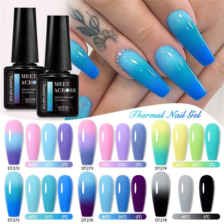 6PCS/Set 7ml Thermal Gel Nail Polish 3 Layers Temperature Color ...