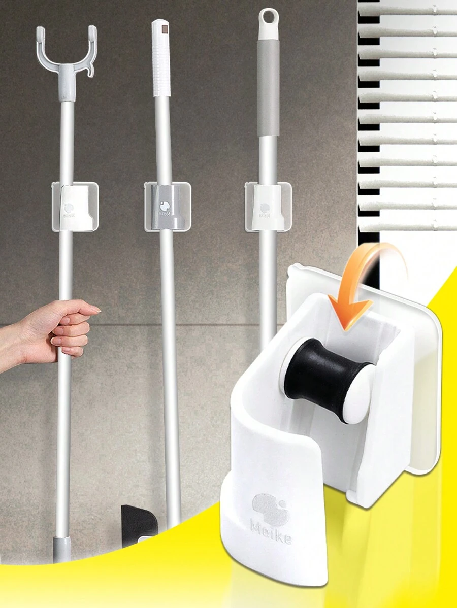 1pc Wall-Mounted Rolling Mop Holder, Bathroom Waterproof Broom Hanger ...