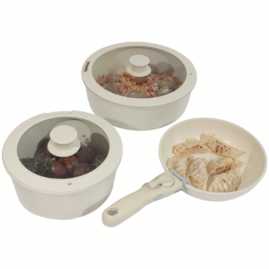 Home-Complete 8 Piece Nonstick Cookware Set Ceramic Coating Stackable ...