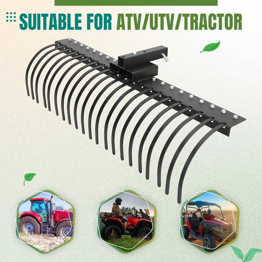 60 Inch Landscape Rock Rake,3 Point Attach Rake Fit For 2 Inch Receiver ...