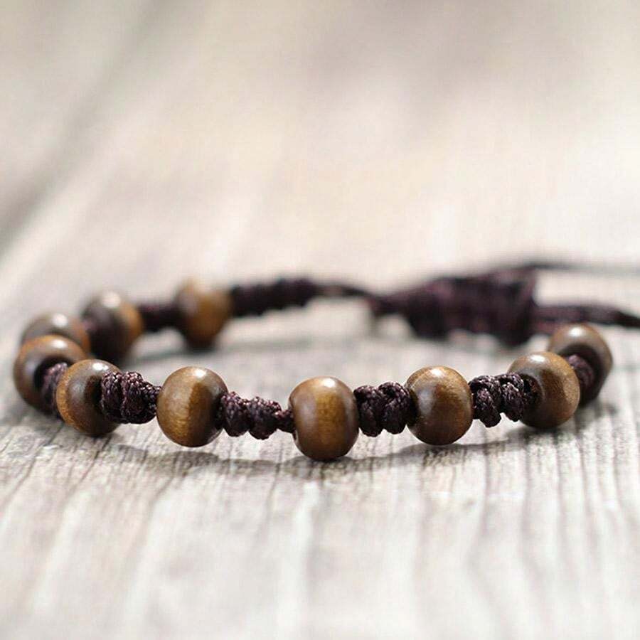 Handmade Rope Bracelet For Men Natural Wooden Braclet Adjustable King ...