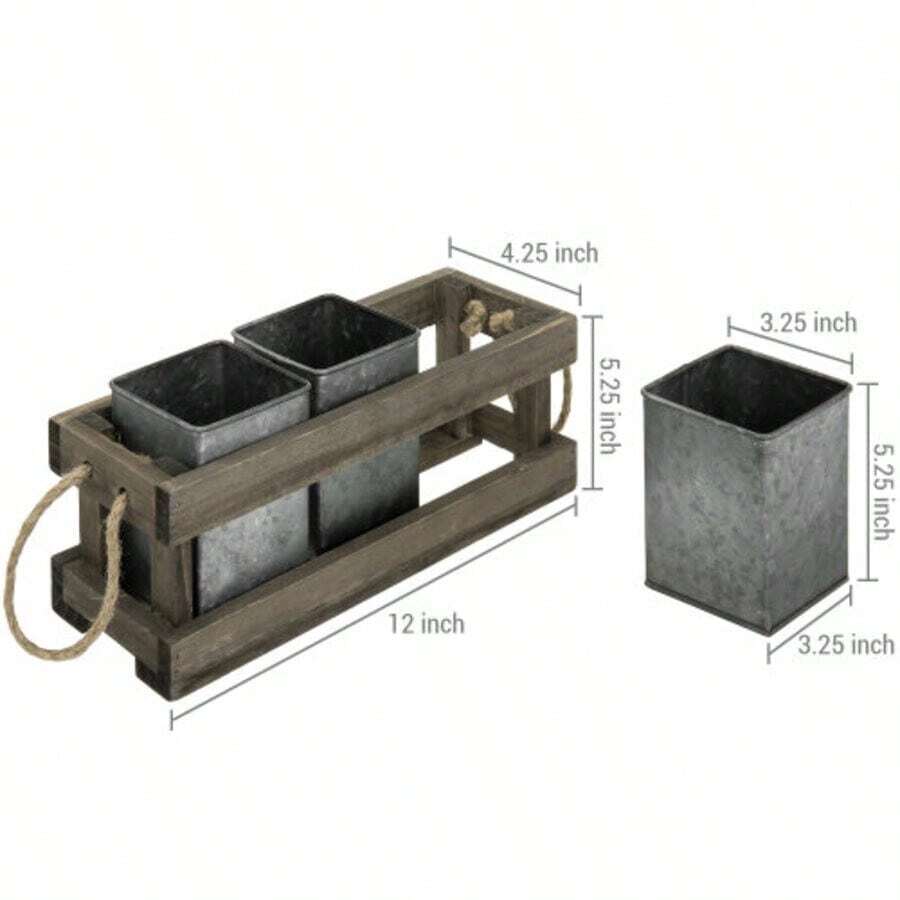 Wood Brown Flatware Storage Rack With Rope Handles, Vintage Kitchen ...