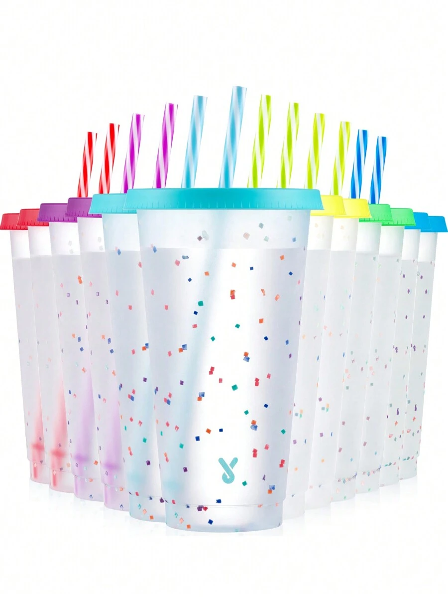 Meoky Pacote de 12 - Copos de mudança de cor de confete de 24 onças com ...