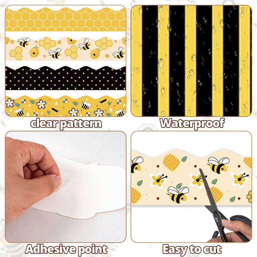 100Ft Bee Bulletin Board Borders Yellow Black Bee Honeycomb Flower ...