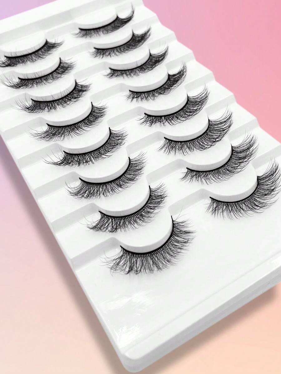 8 Pairs False Eyelashes 11-17mm Volumized Eyelash Extension Three ...