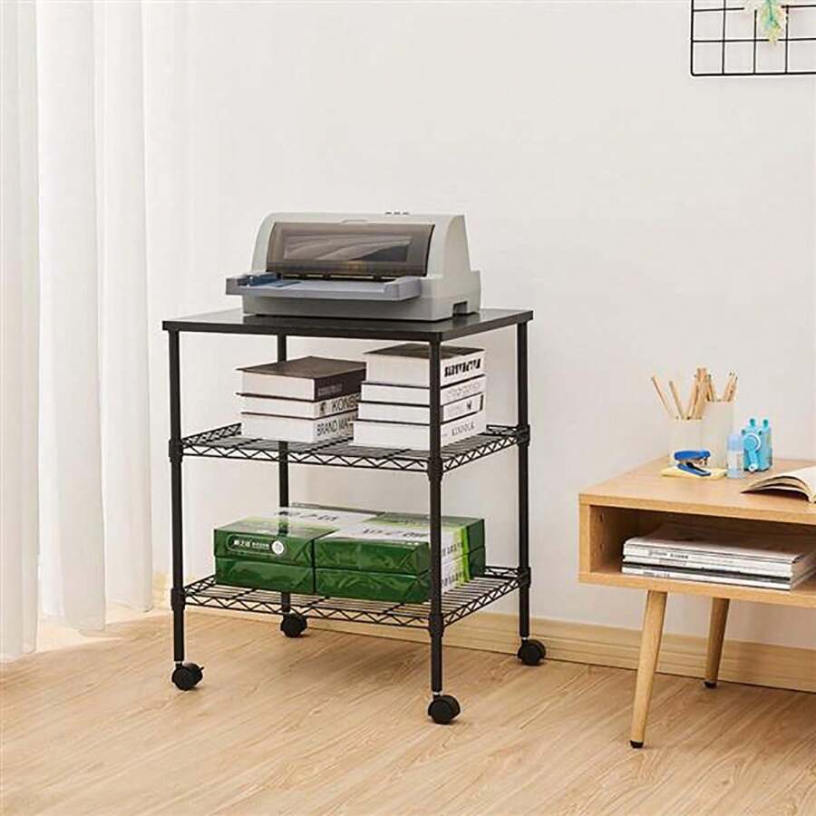 3-Shelf Printer Cart,Four Swivel Wheels Allow Smooth Movement Of This ...