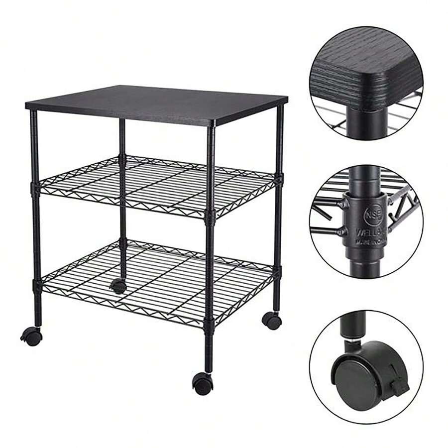 3-Shelf Printer Cart,Four Swivel Wheels Allow Smooth Movement Of This ...