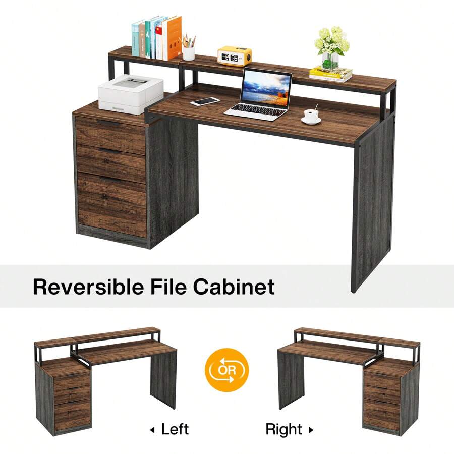 Tribesigns 55-Inch Computer Desk With 3 Drawers, Office Desk With ...