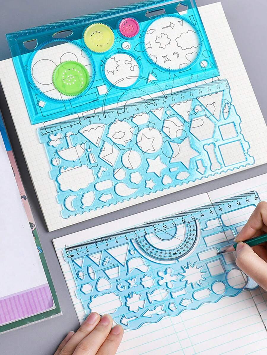 3pcs/Set Ruler Set - Includes 20cm Flexible Drawing Ruler, Transparent ...