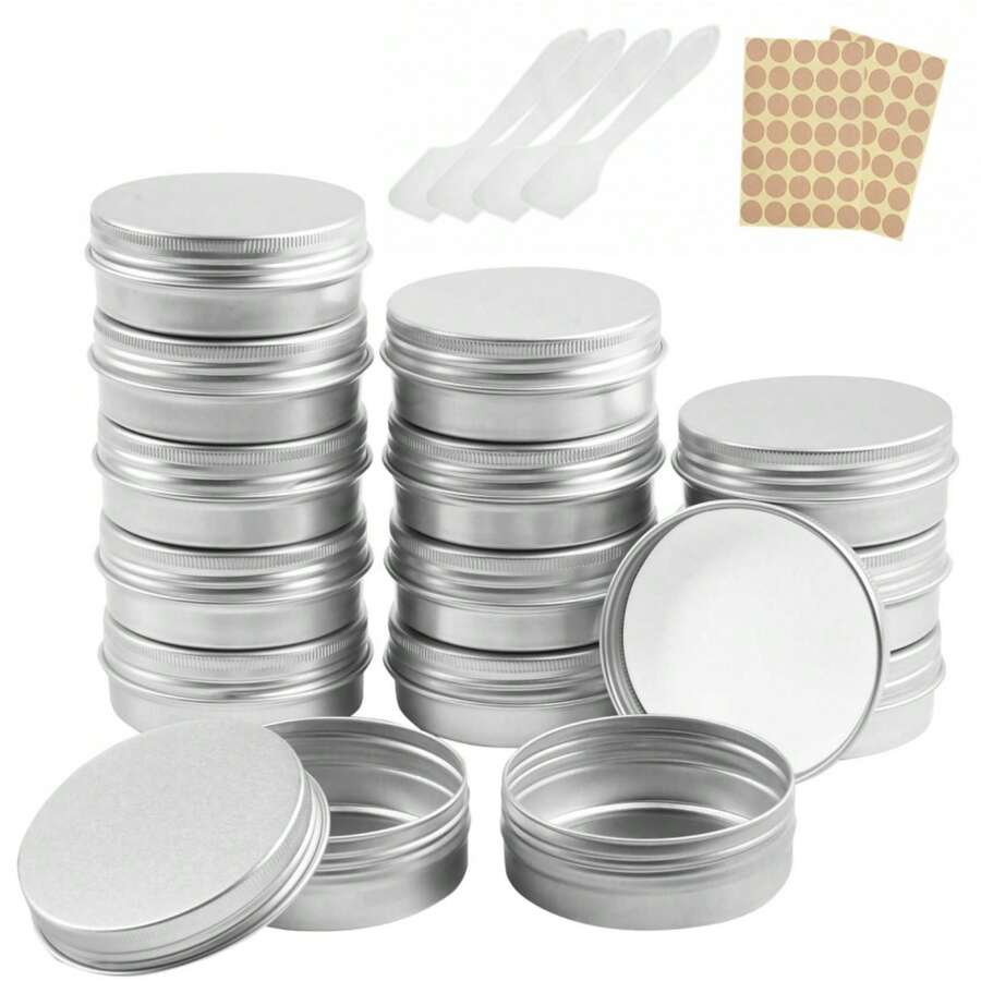 24 Pcs Aluminum Tin Jar Refillable Containers, Aluminum Tin Cans With ...
